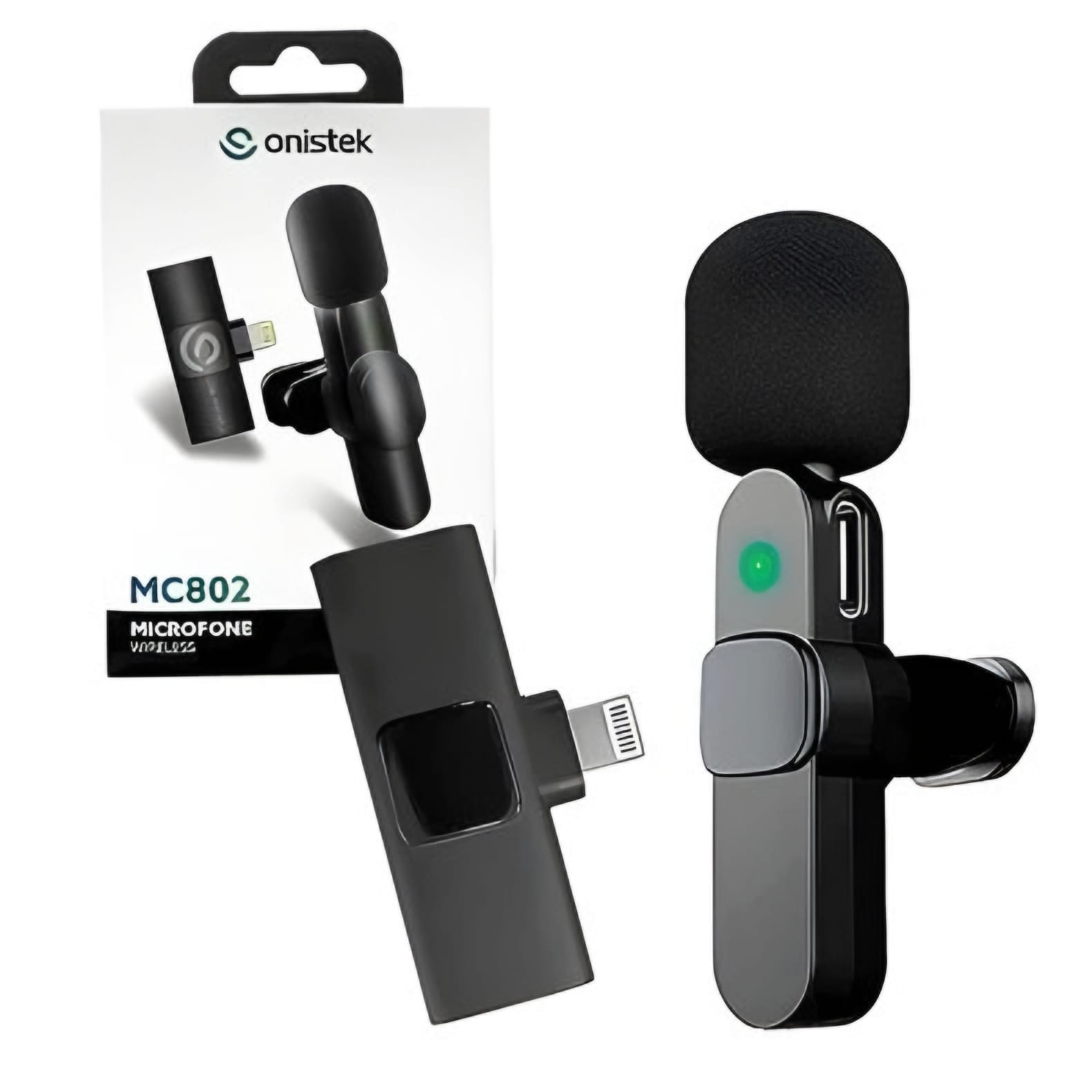 Microfone Lapela Sem Fio Lightning Plug And Play Onistek MC802 - Importados NAVI Atacado