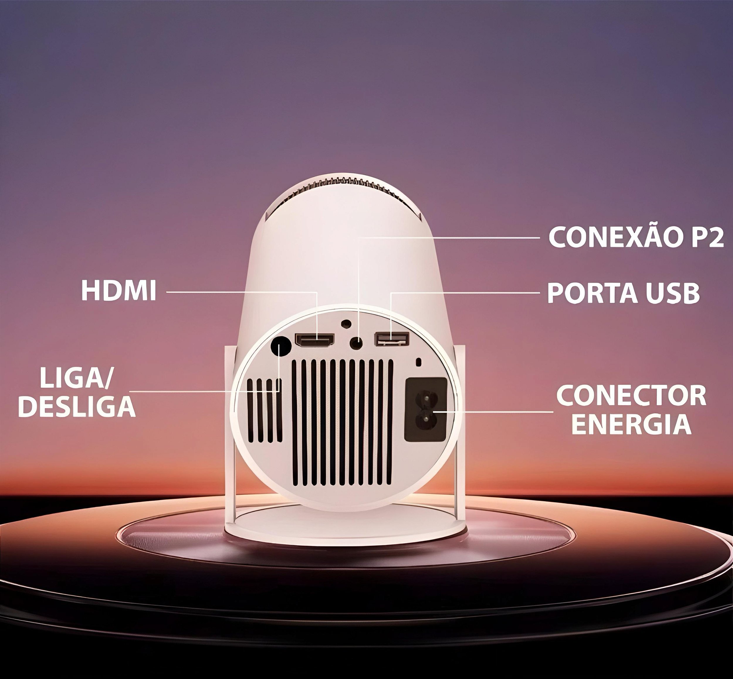 Projetor Portátil 4K HD Branco Bluetooth 110V/220V HY300 - Importados ...