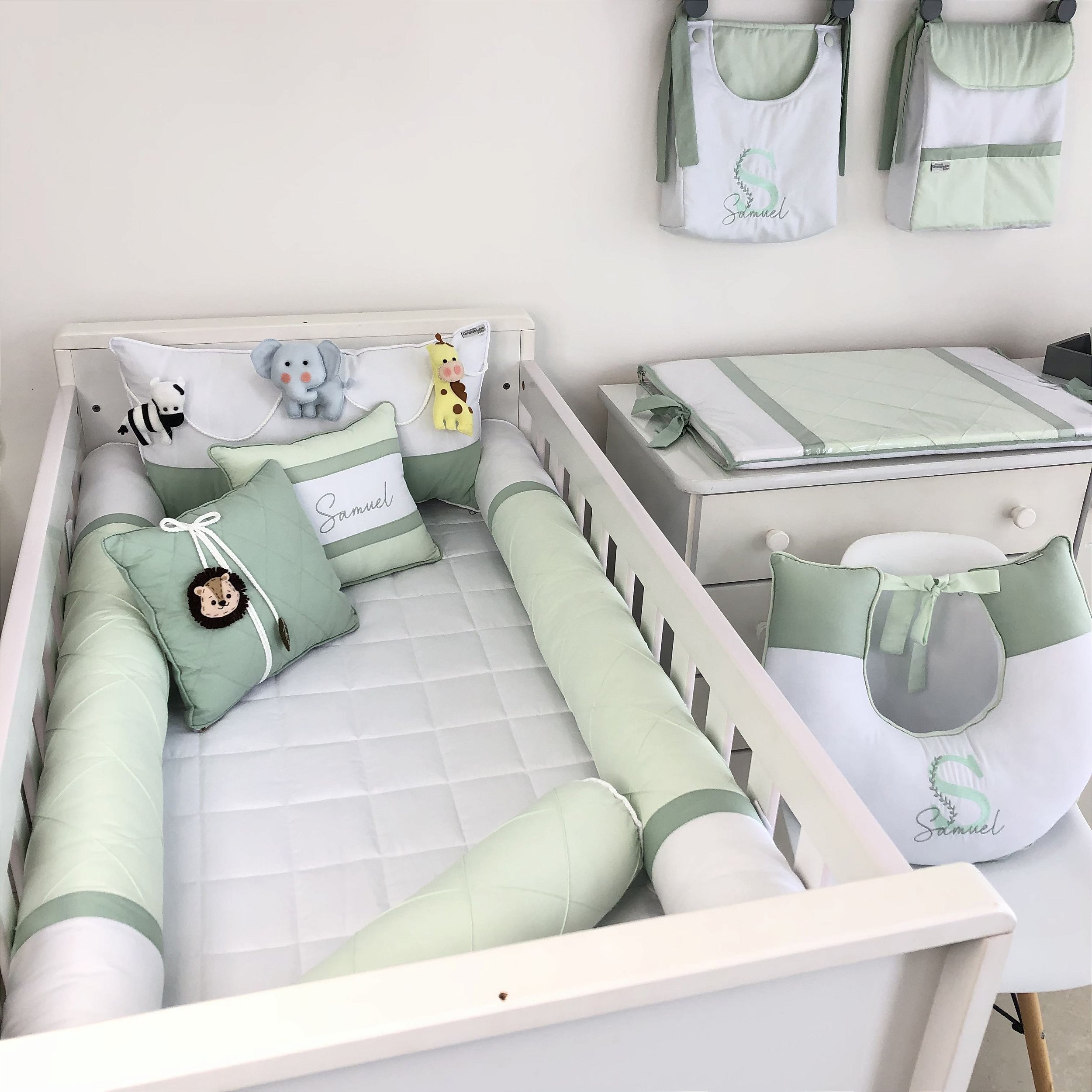 Kit de Berço 09 Peças 200 Fios Safari Samuel - Enxovais Cordeirinho