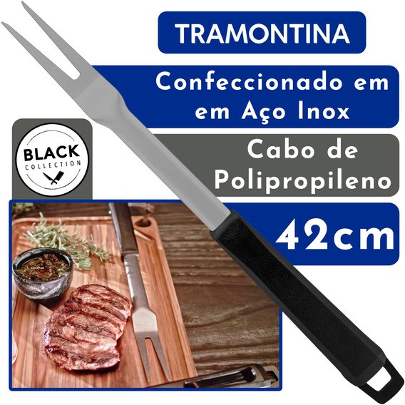 Garfo Trinchante Tramontina Churrasco Black Em Aço Inox - Prime Utilidades