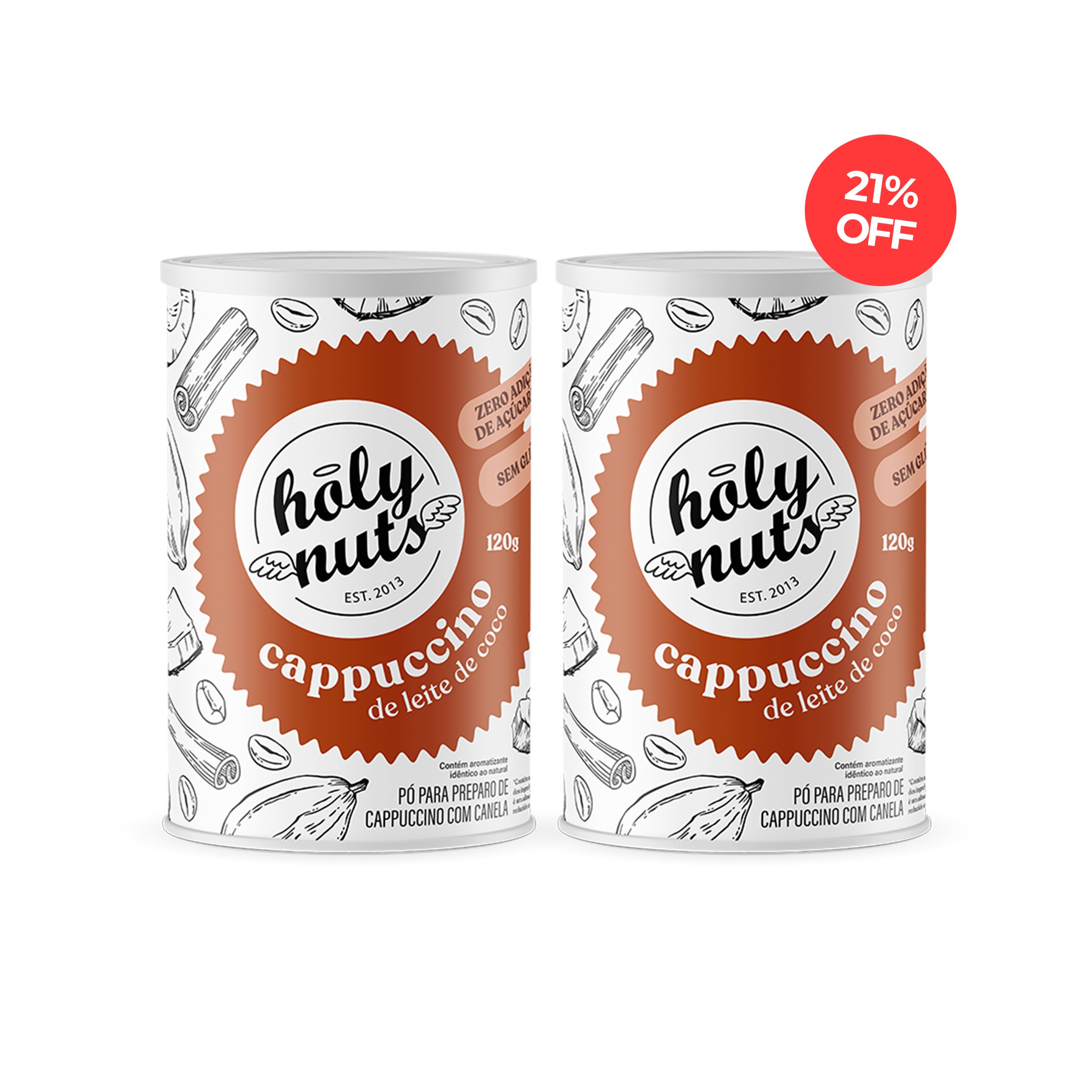 CAPPUCCINO DE LEITE DE COCO HOLY NUTS - 2 UNIDADES DE 120G CADA - Holy Nuts