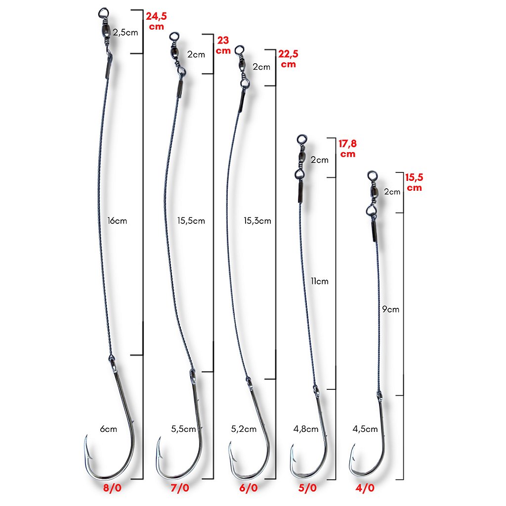Kit Anzol Encastoado Flexível 4330 c/ 30 unidades 6/0 à 8/0 - Solfish ...