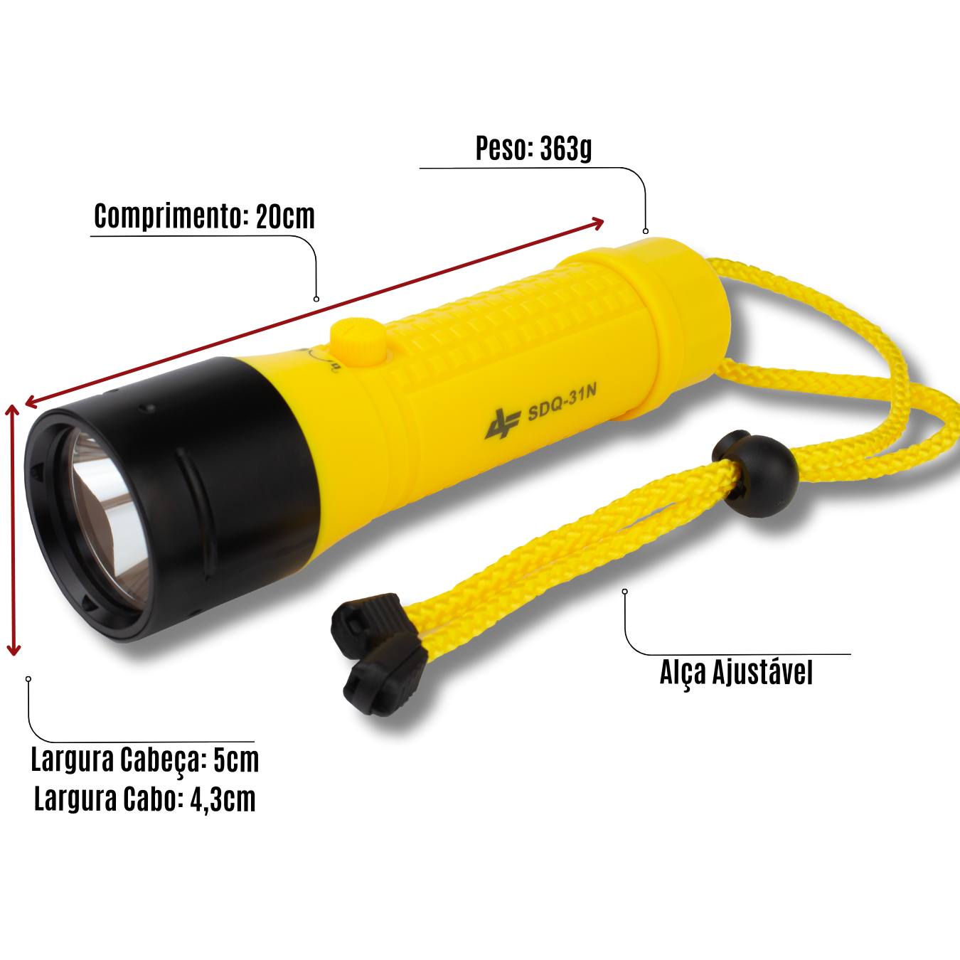 Lanterna Albatroz Para Mergulho SDQ-31N - 400m Led Branco - Solfish ...