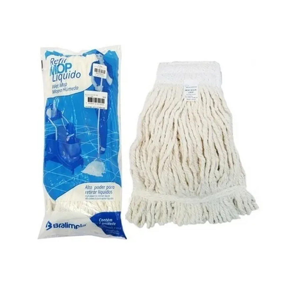 Mop Úmido Líquido Algodão Ponta Dobrada Refil - Redomma: Ofertas ...