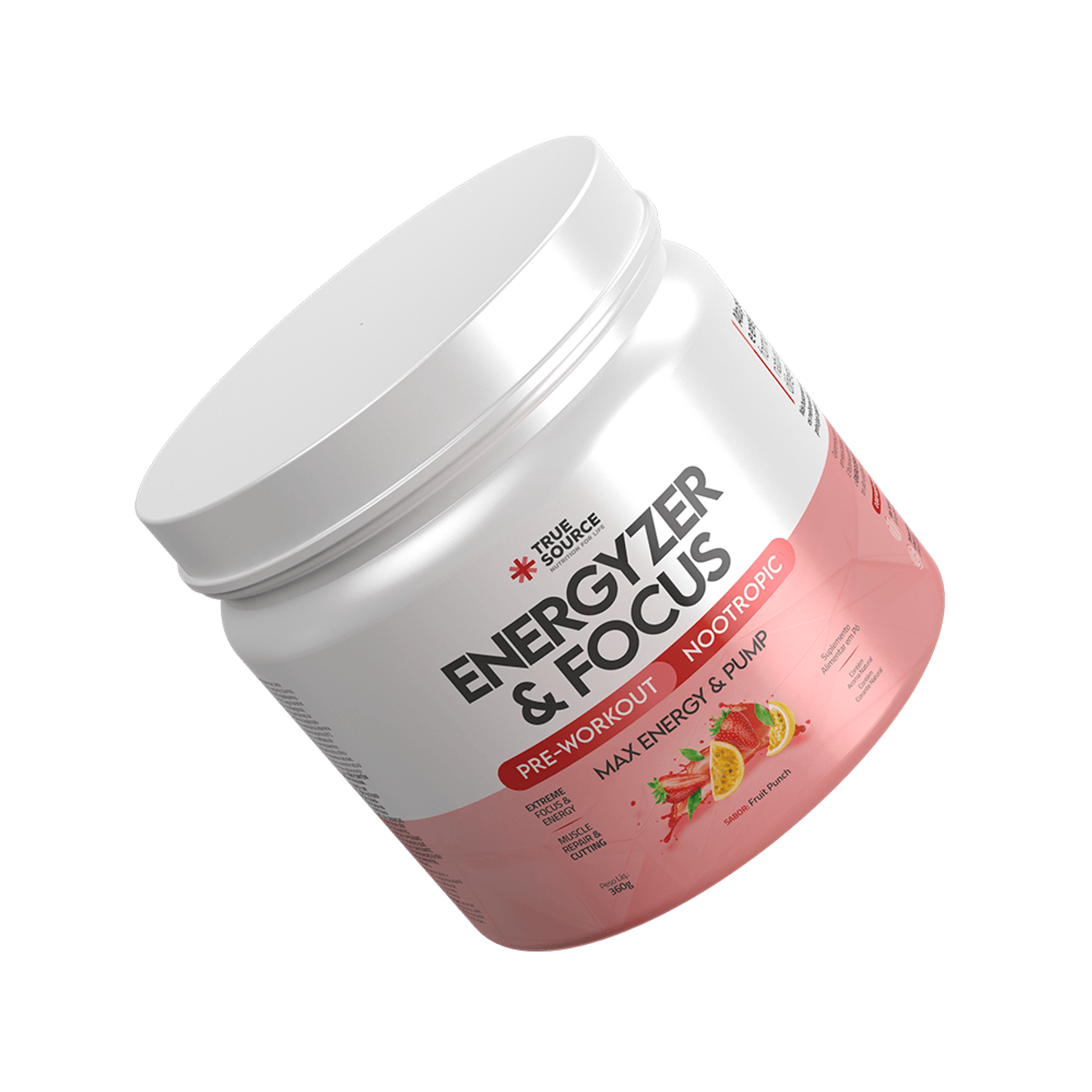 Pré Treino True Energyzer & Focus Fruit Punch 360G - TRUE SOURCE ...