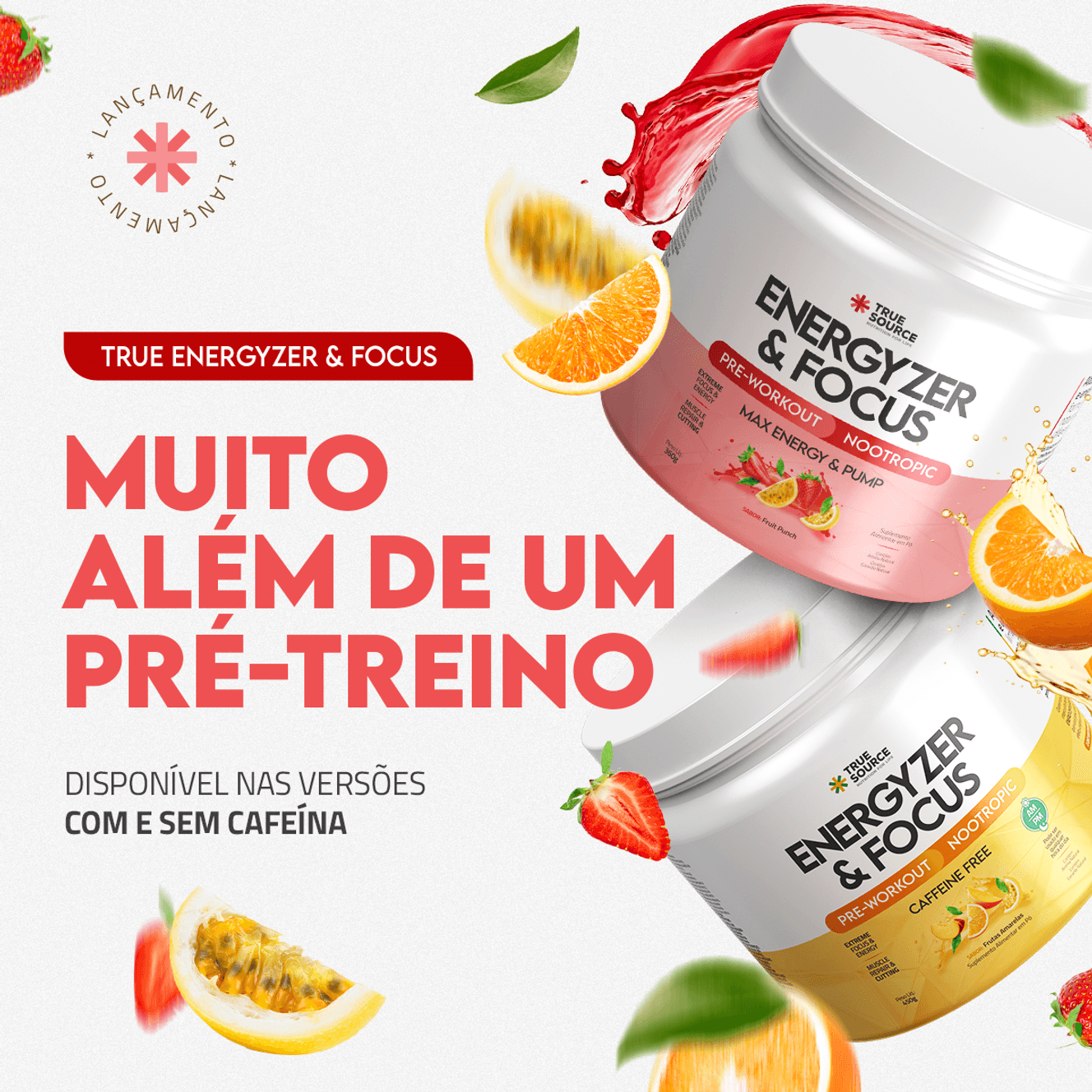 Pré Treino True Energyzer & Focus Fruit Punch 360G - TRUE SOURCE ...