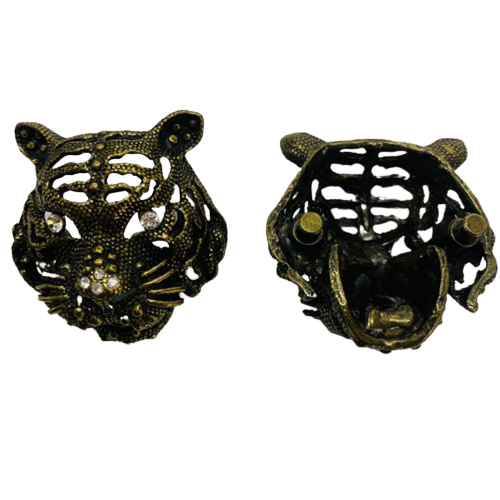 Piercing Tigre Com Pino Rubi Cabedal