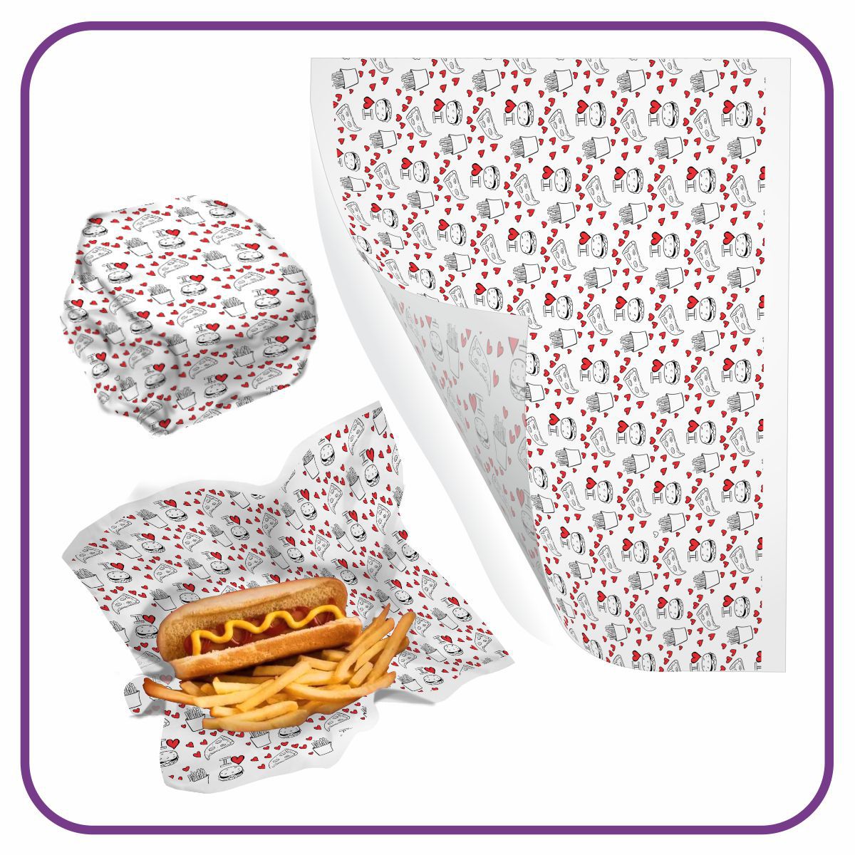 Papel Acoplado - I Love FastFood - (500 Unidades) - Dalpack Embalagens