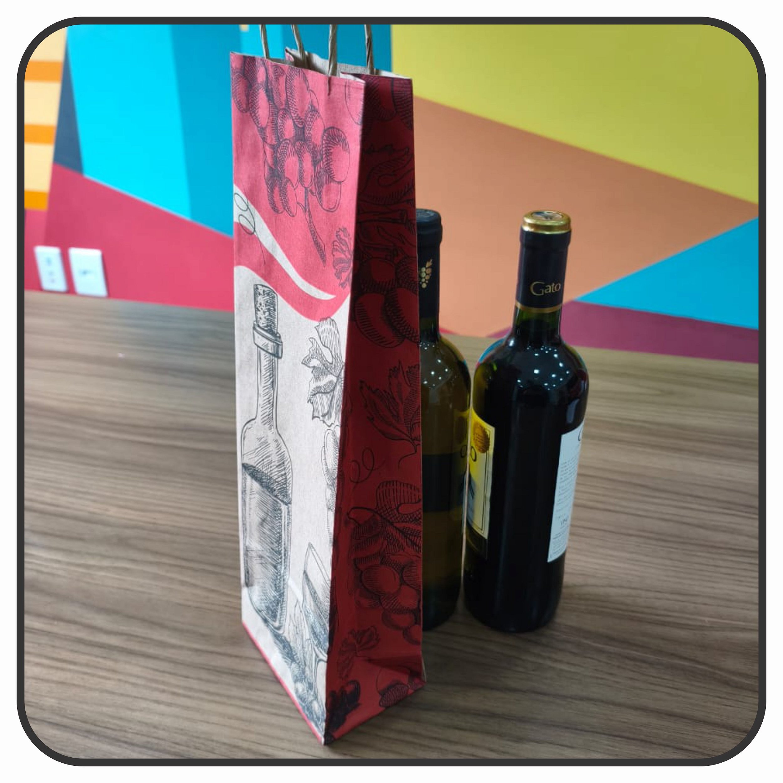 Sacola Kraft Para Vinho - Modelo Vermelho e Preto - 50 Unid - Dalpack ...