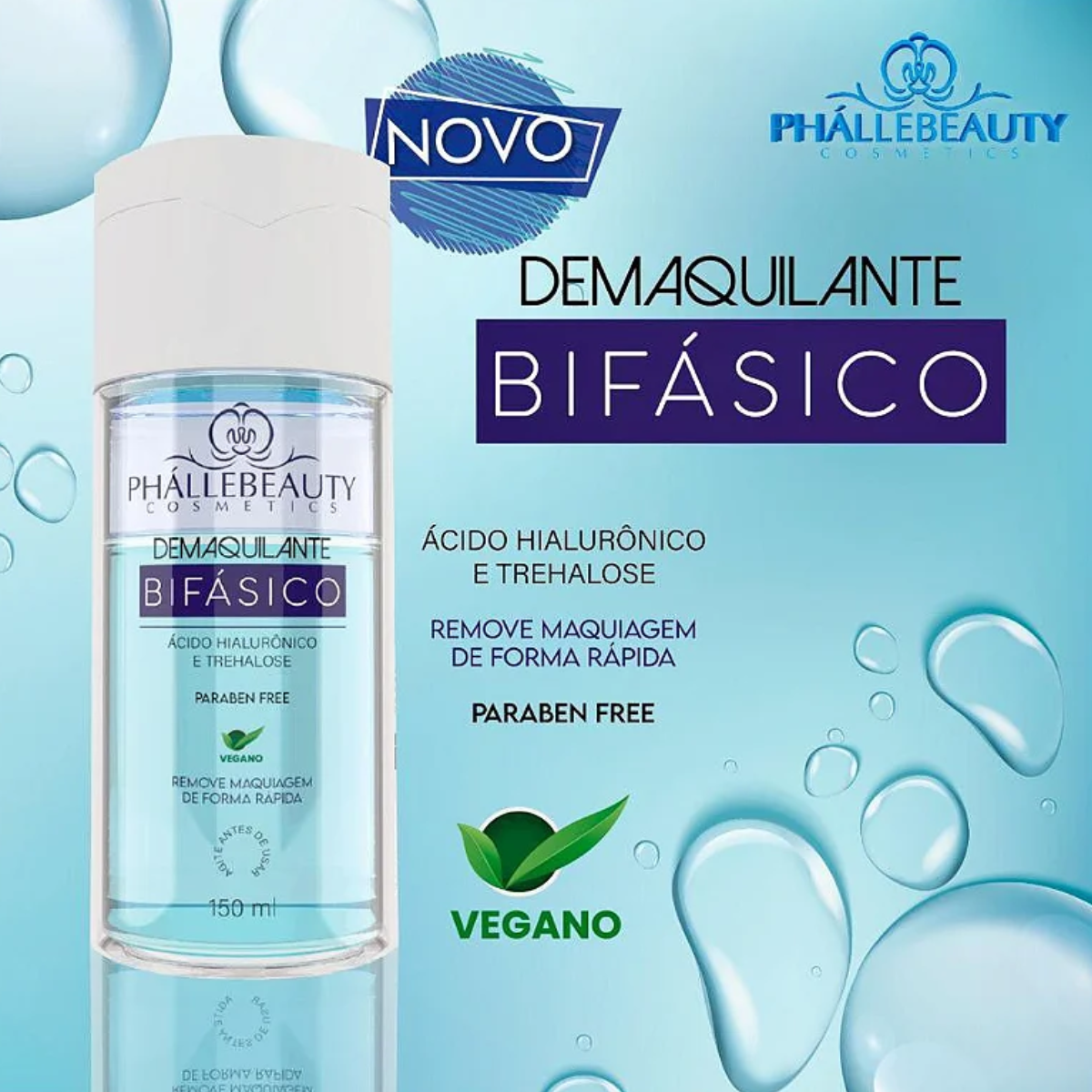 Demaquilante Bifásico 150ml PhálleBeauty - Cosméticos Natalia