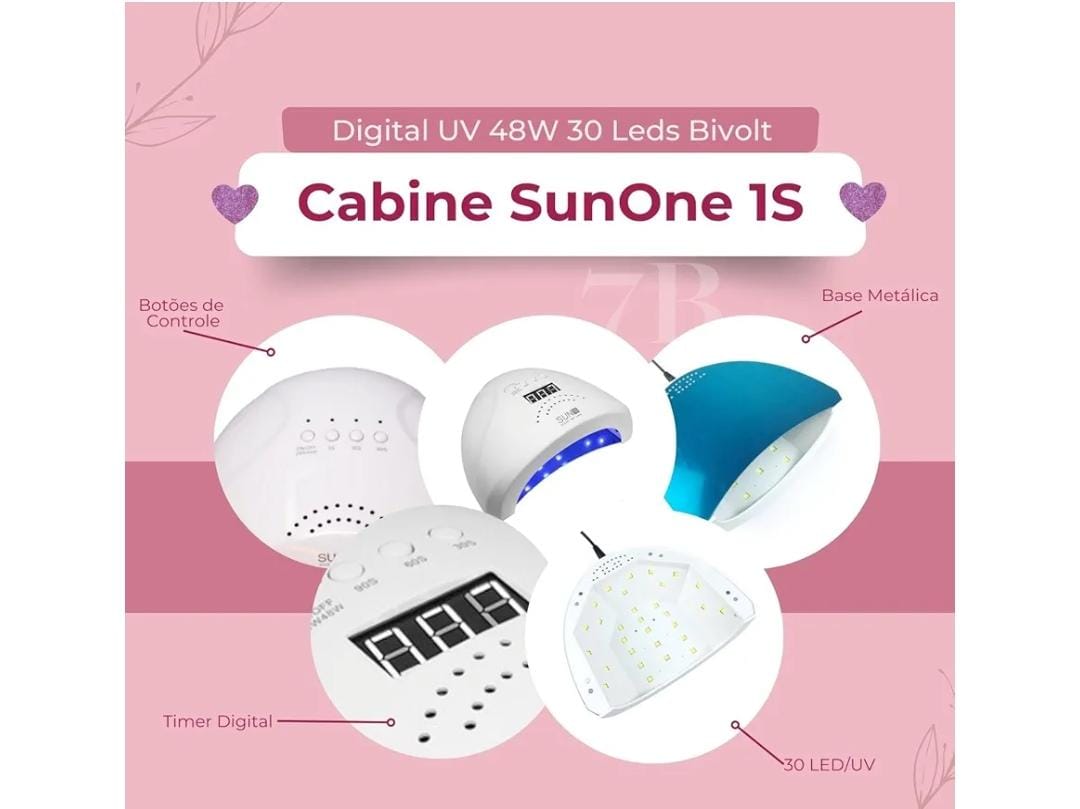 CABINE FAN NAILS SUN 1S LED FUNDO ESPELHADO 48W BIVOLT - Esmaltaria Lorean