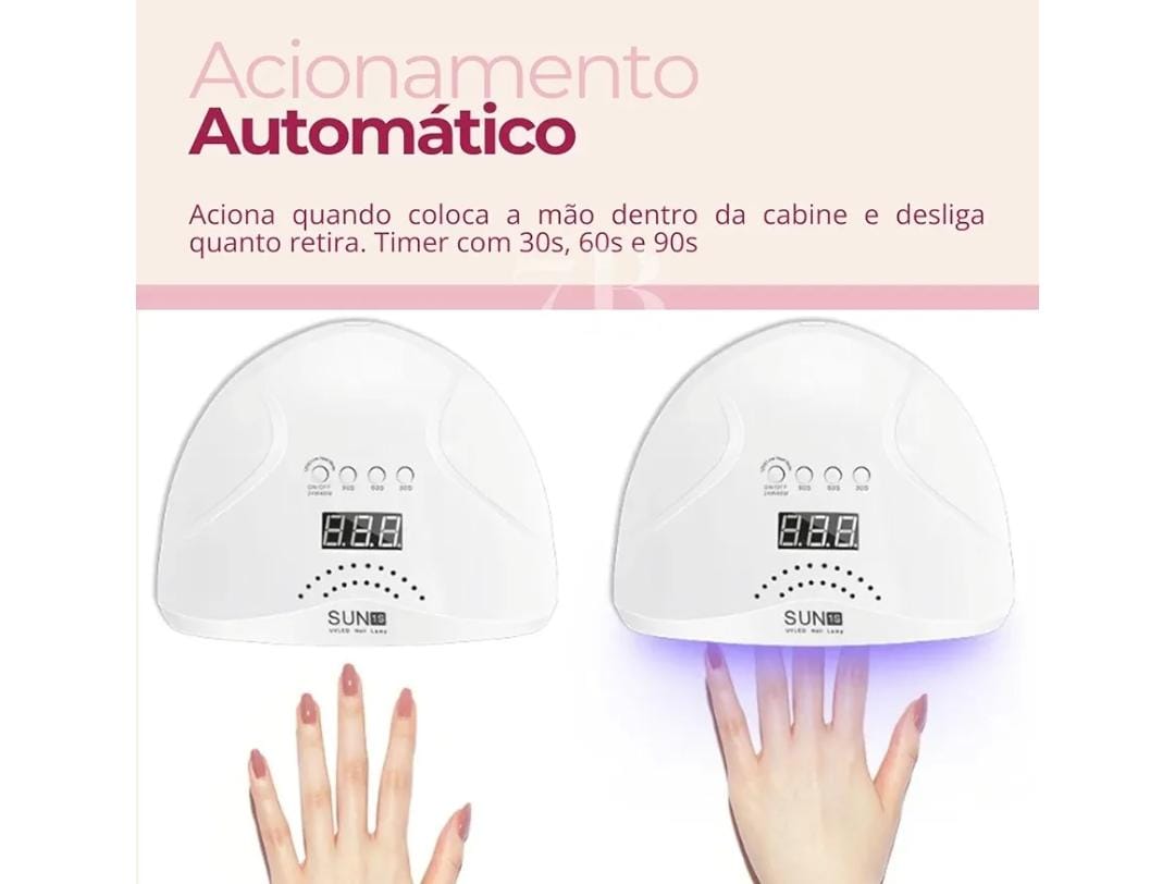 CABINE FAN NAILS SUN 1S LED FUNDO ESPELHADO 48W BIVOLT - Esmaltaria Lorean