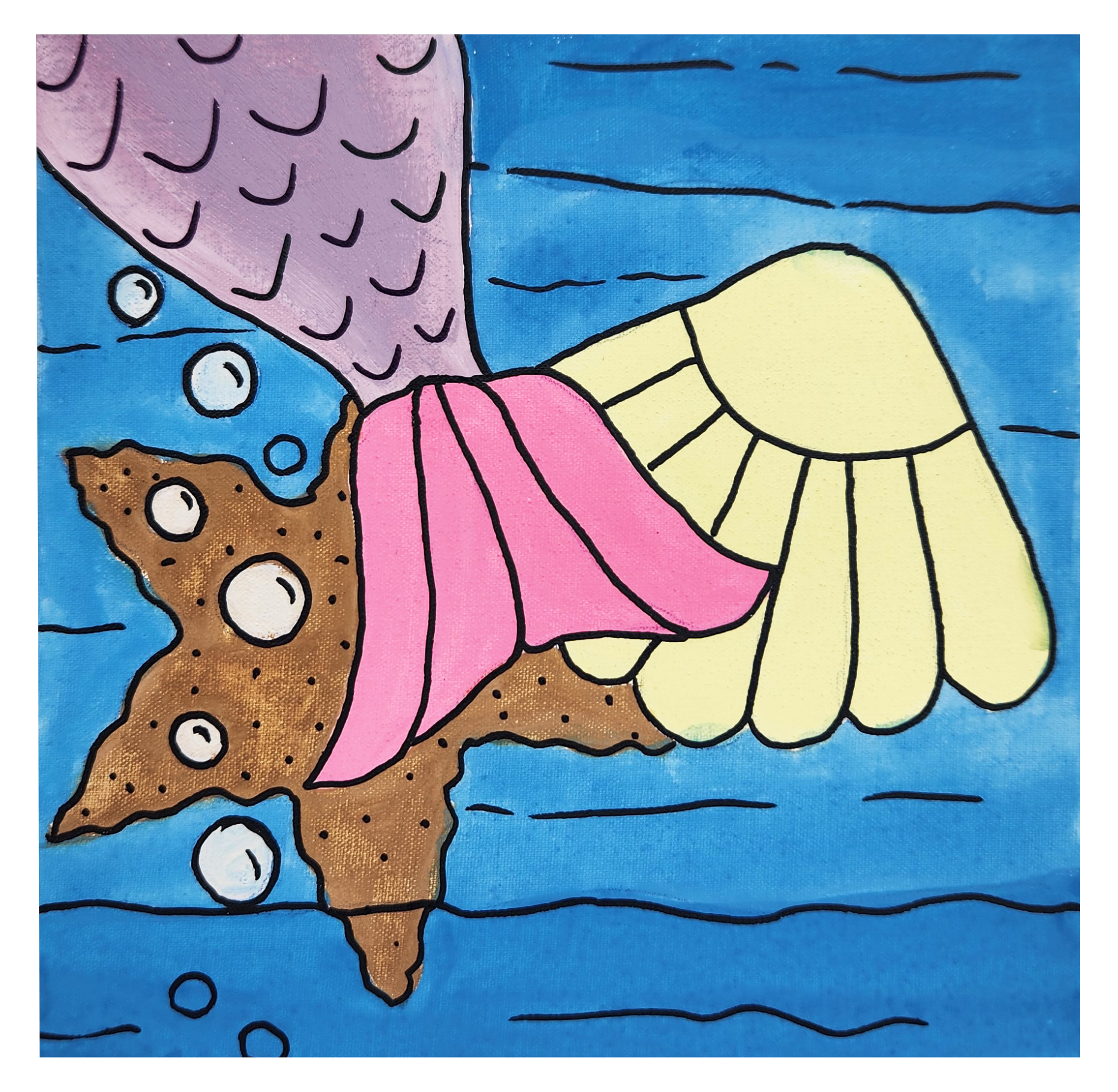 Tela Riscada Sereia 17x17 cm - Loja oficial Daiara