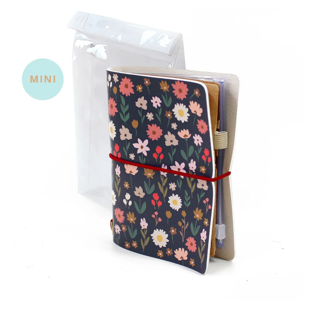 Mini Bullet Journal Azul Marinho Wildflowers Completo - Papel Picado ...