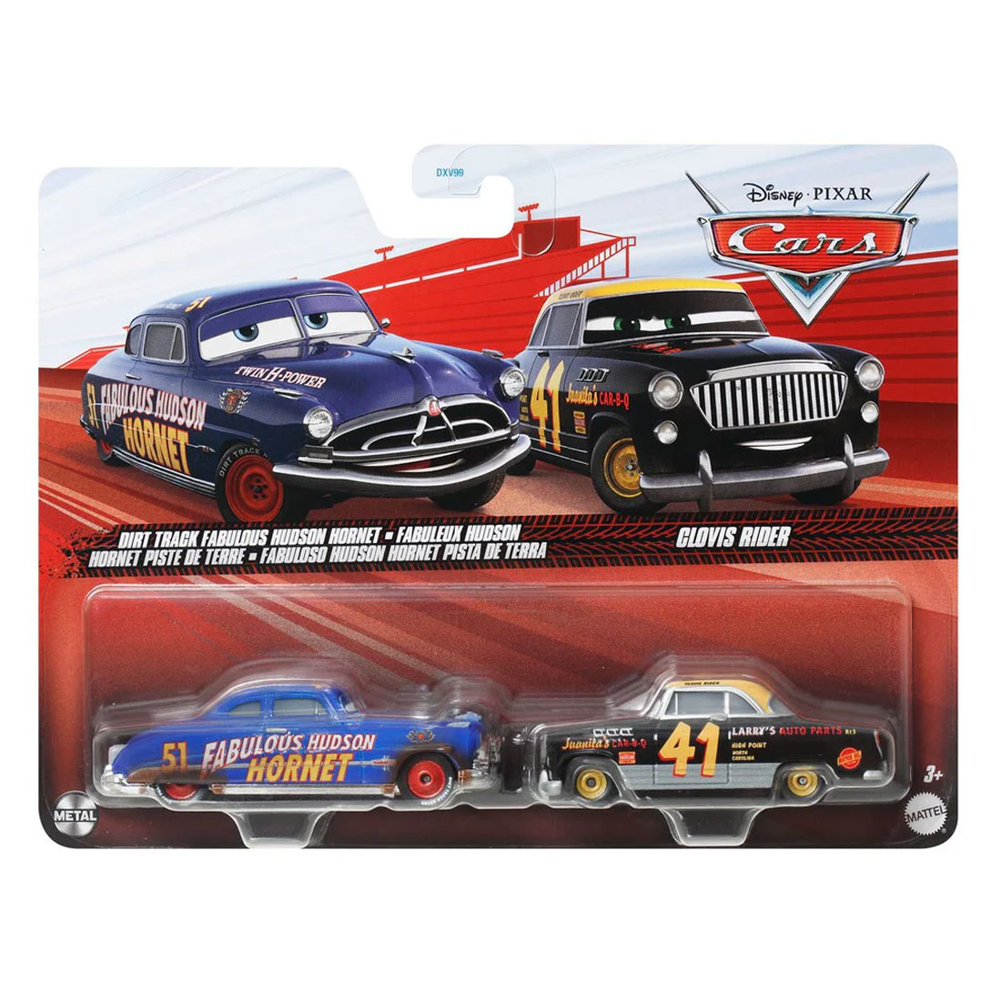 Disney Pixar Cars Dirt Track Fabulous Hudson Hornet e Clovis Rider ...