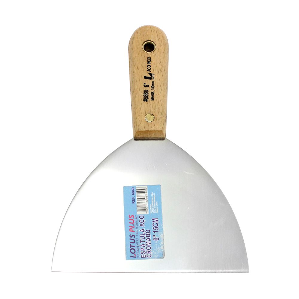 Espátula Multiuso de Aço Inox Cromado com Cabo de Madeira 6'' 15cm ...