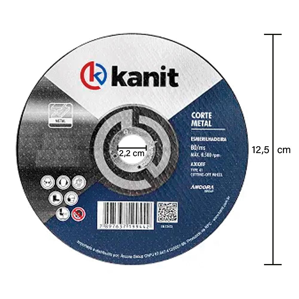 Disco Abrasivo de Corte de Metais 125mm x 22,23mm x 3mm Einhell Kanit - Arcazul Ferramentas ...
