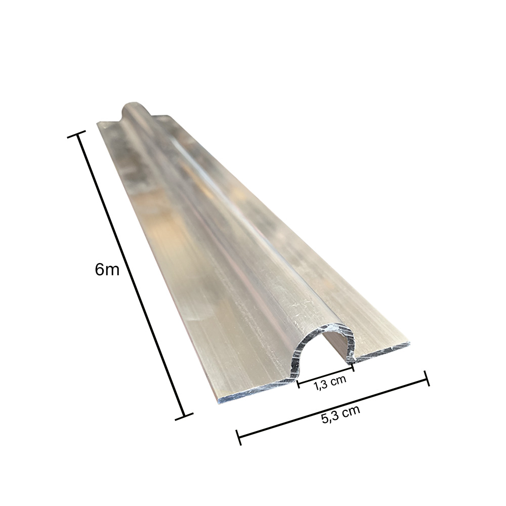 Trilho em Alumínio para Portão com Base Lisa Parafusar 6 Metros Libra ...