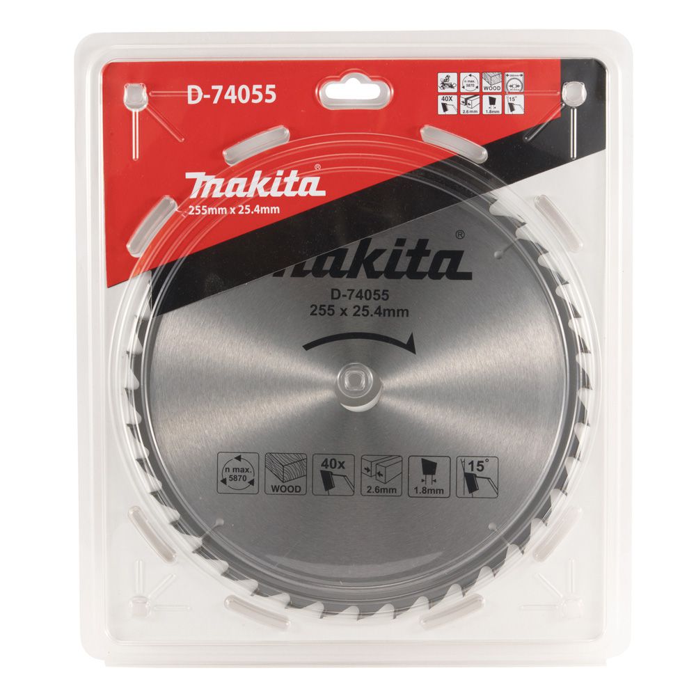LAMINA DE SERRA TCT 255MM x 25.4MM x 40T MAKITA D-74055 - Arcazul Ferramentas: Ferramentas ...