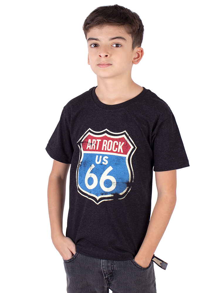 Camiseta Juvenil Route 66 Preta Jaguar - Atacado Art Rock