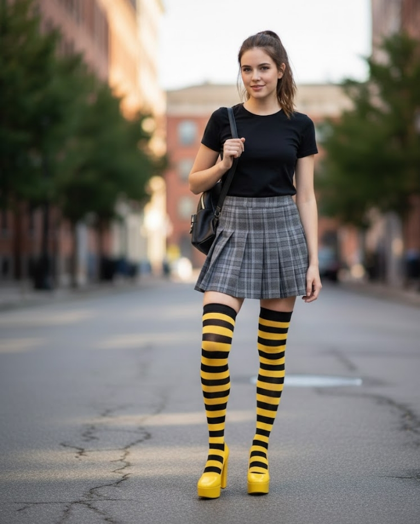 MEIA LISTRADA AMARELO E PRETO - CARNAVAL - New Festa - Artigos Para ...