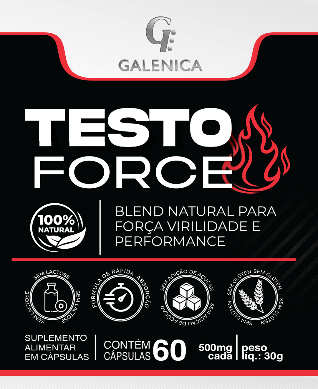 Testo Force 4 Potes – Transforme seu Corpo e sua Performance - Galenica