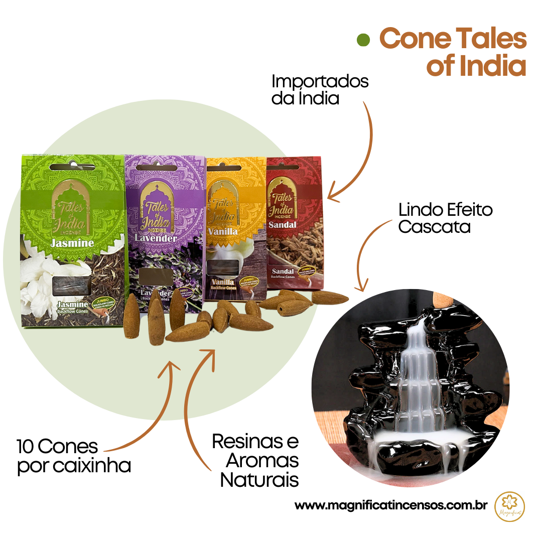 Incenso cone cascata Backflow Tales of india 4 aromas - MAGNIFICAT INCENSOS