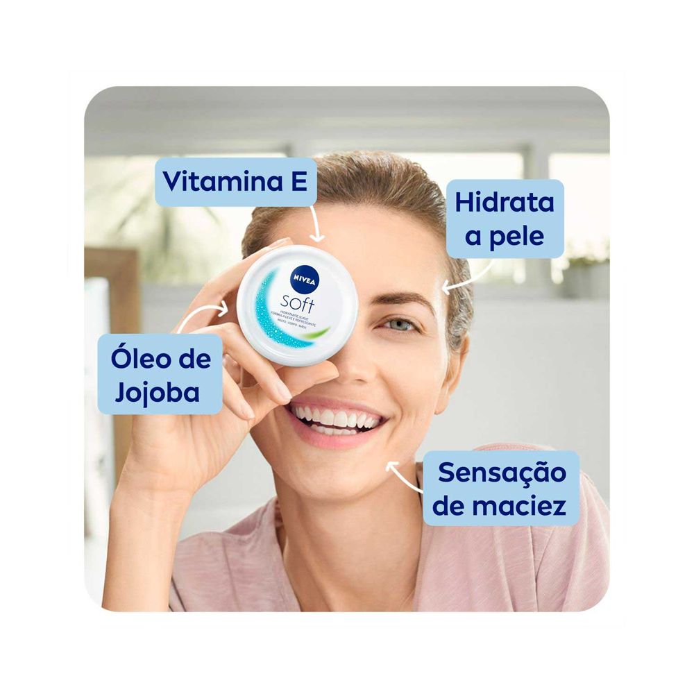 Creme Hidratante NIVEA Soft Para Rosto Corpo e Mãos - 48g - Make Lovely