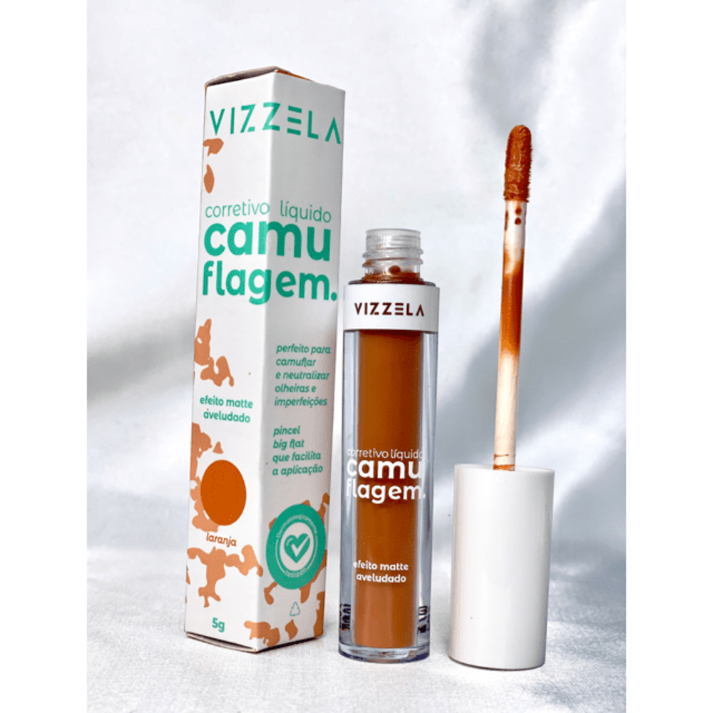 Corretivo Liquido Camuflagem Laranja - Vizzela - Make Lovely
