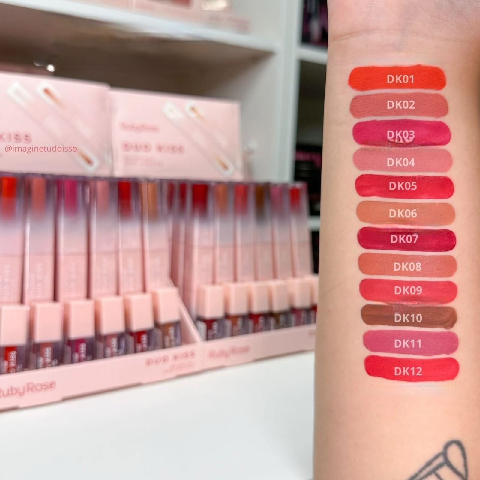 Batom Duo Lipstick Kiss - Ruby Rose - Make Lovely