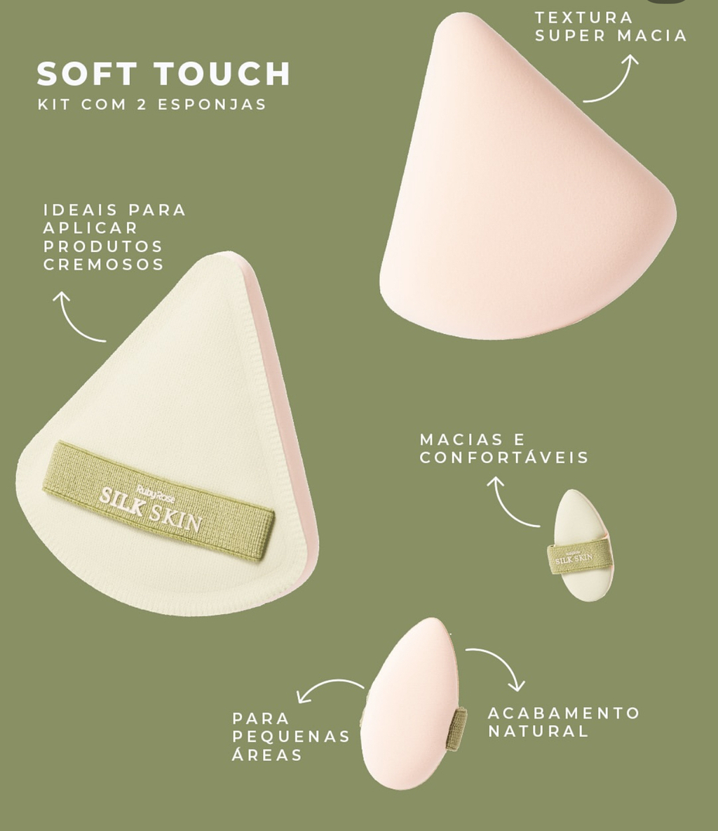 Kit com 2 esponjas Soft Touch Silk Skin - Ruby Rose - Make Lovely