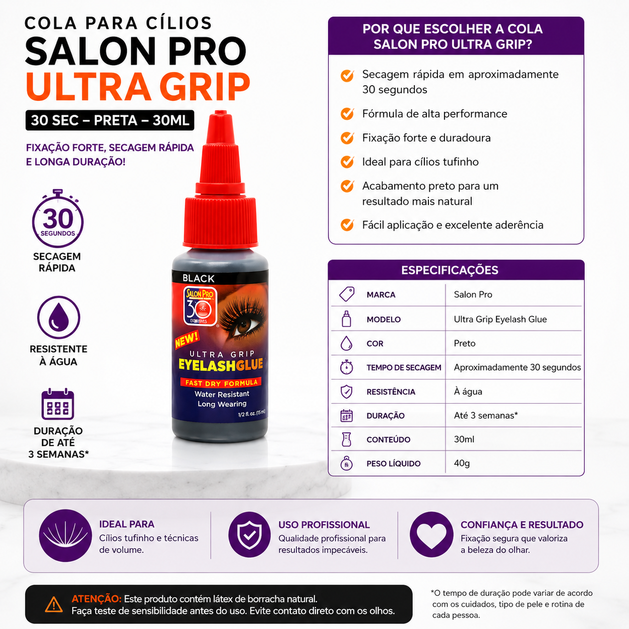 Cola para Cílios Ultra Eyelash Glue 30ML - Salon Pro - Make Lovely