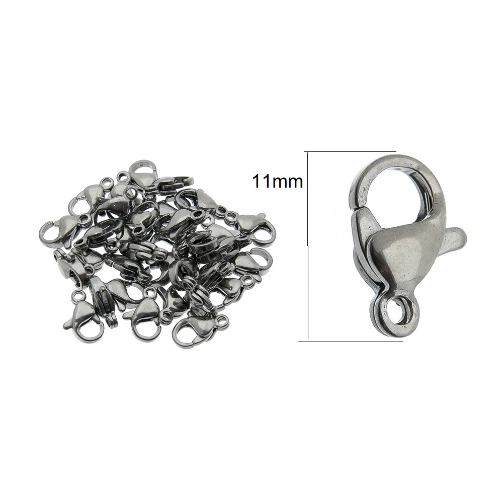 Kit 10 Unidades Fecho em Aço inox 316 L 11mm - Mundo Joias