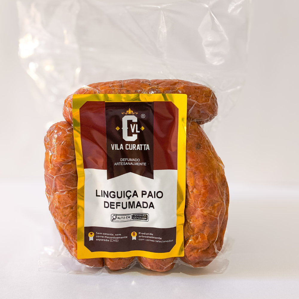 Linguiça Paio Artesanal Defumada Pacote 454g - Vila Curatta