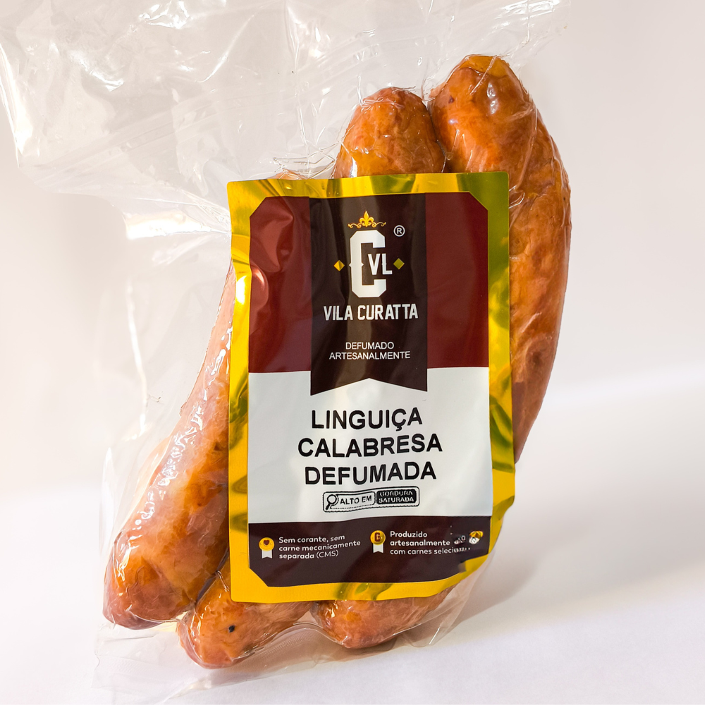 LINGUIÇA CALABRESA ARTESANAL DEFUMADA PACOTE 408G - Vila Curatta