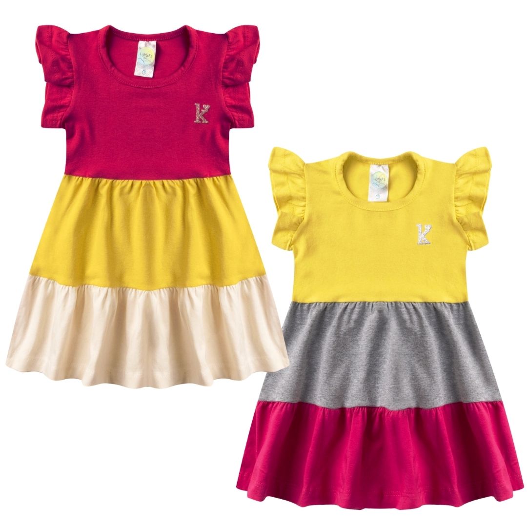 Kit 2 Vestido Infantil 3 Marias Verão Menina Rodado Algodão + Cotton ...