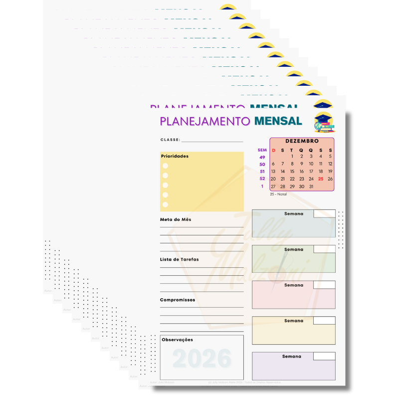 Planner do Professor 2026 em PDF - Jully Malzoni Atelie | Costura Criativa e Patchwork