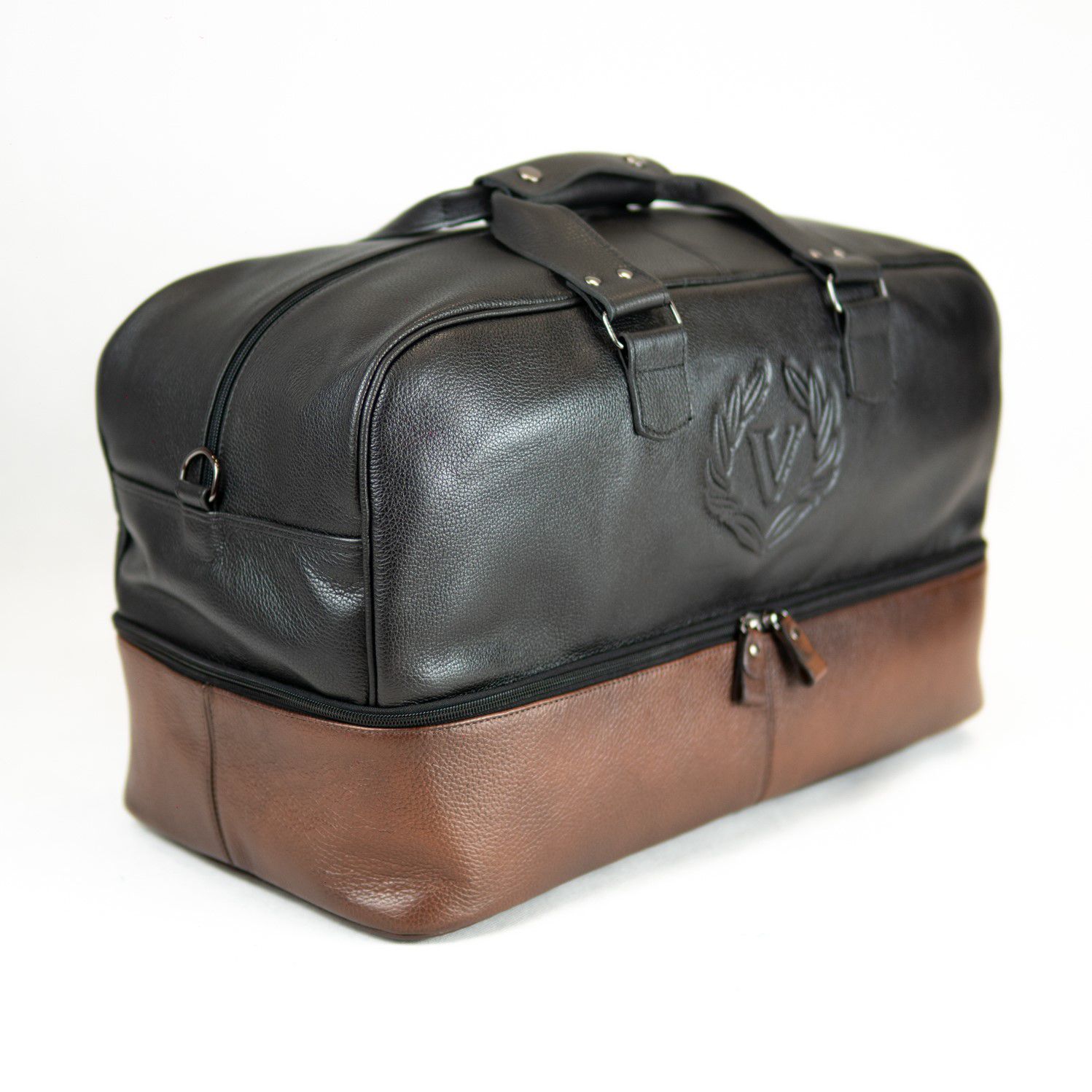 Mala VersatiOld Duplo Compartimento Preta/Conhaque - VERSATIOLD