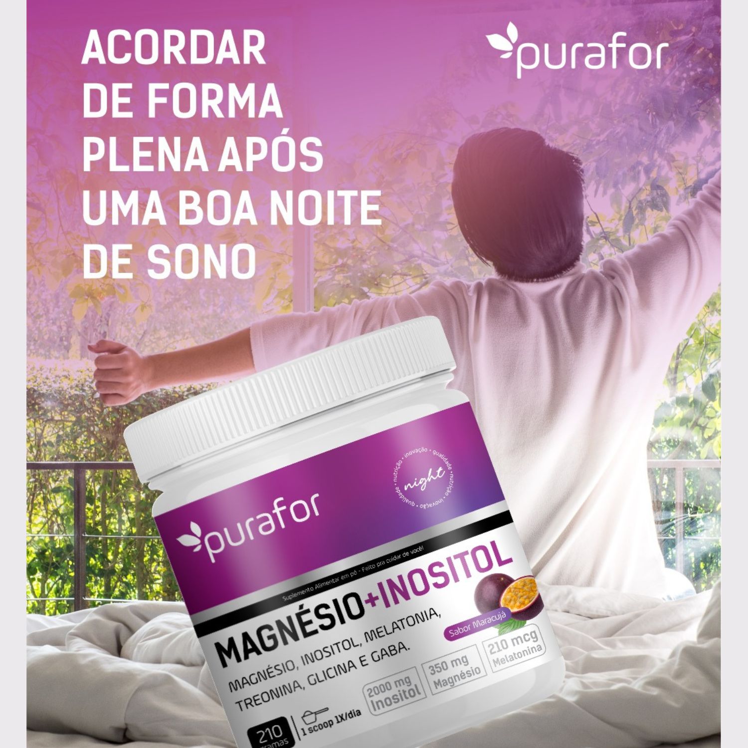 Kit 2 Magnésio e Inositol 210g Purafor Noite - Kuide Cosméticos e ...