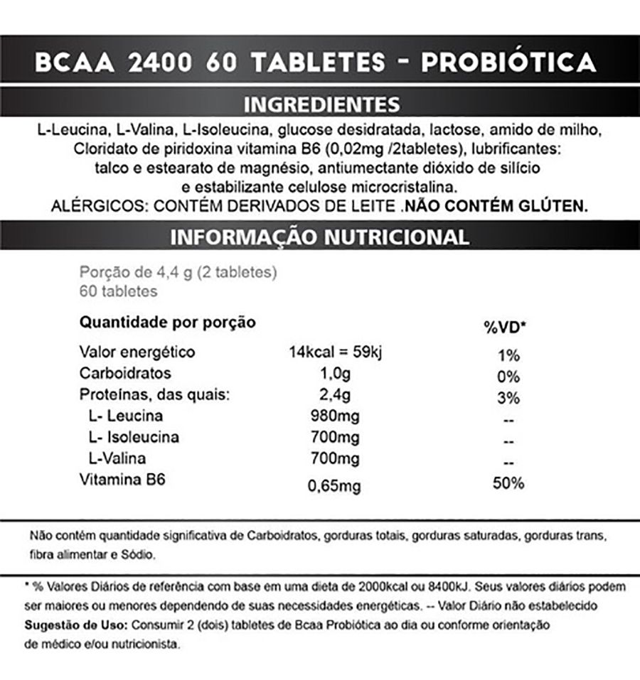 Bcaa 2400 - 60 tabs - Probiótica - Taurene Suplementos