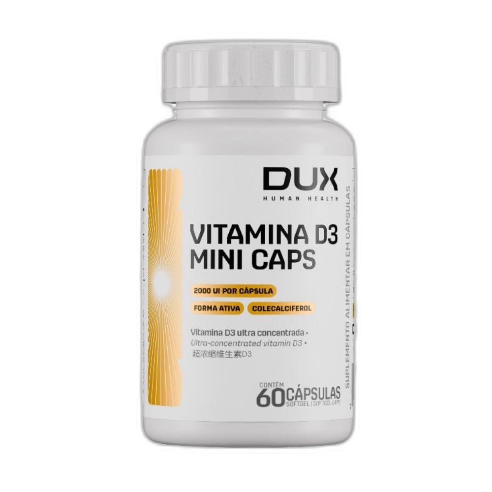 Vitamina D3 Colecalciferol 2000 UI 60 Caps - Dux - Taurene Suplementos