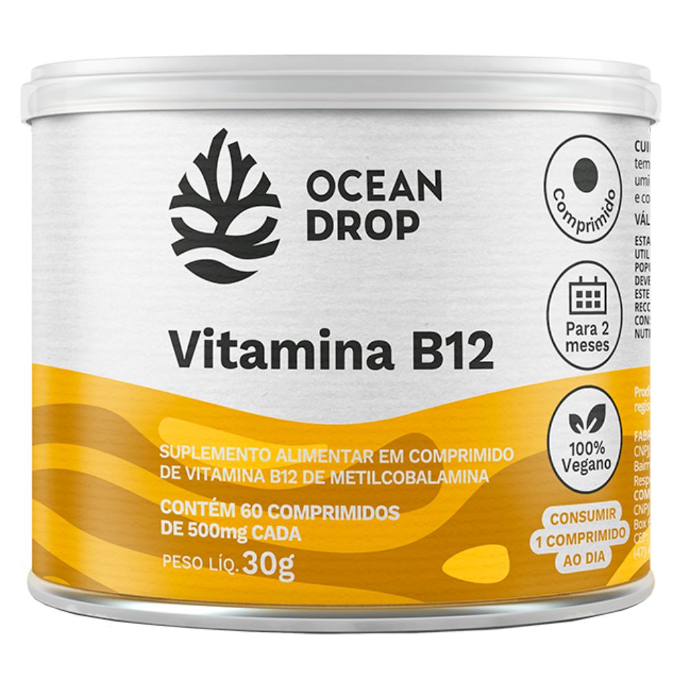 Vitamina B12 Metilcobalamina 500 Mg 60 Tabs - Ocean Drop - Taurene Suplementos