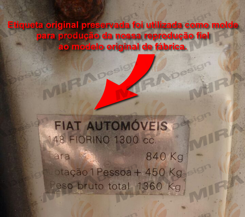 Etiqueta Adesiva Metalizada Fiat 148 FIORINO 147 1300cc - Mira Design ...