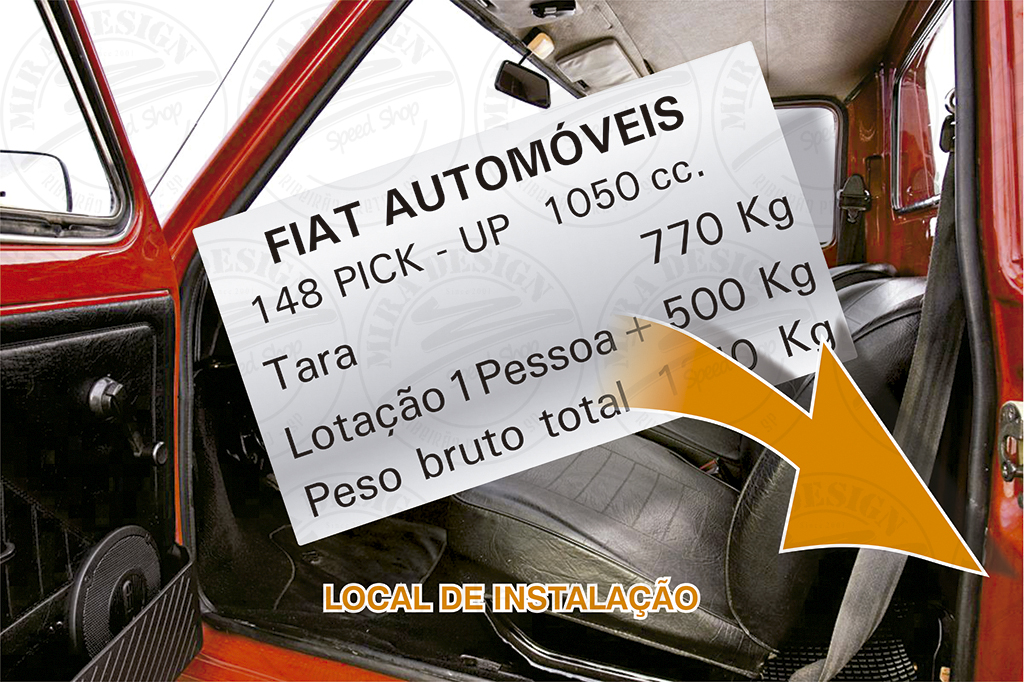 Etiqueta Adesiva Metalizada Fiat 148 PICK-UP 147 1050cc - Mira Design ...
