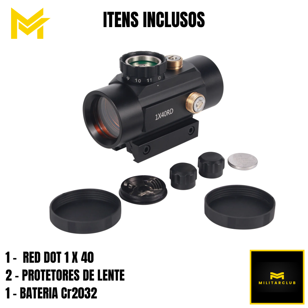 Mira Red Dot 1x40 - Loja de airsoft - equipamentos | Militar Club