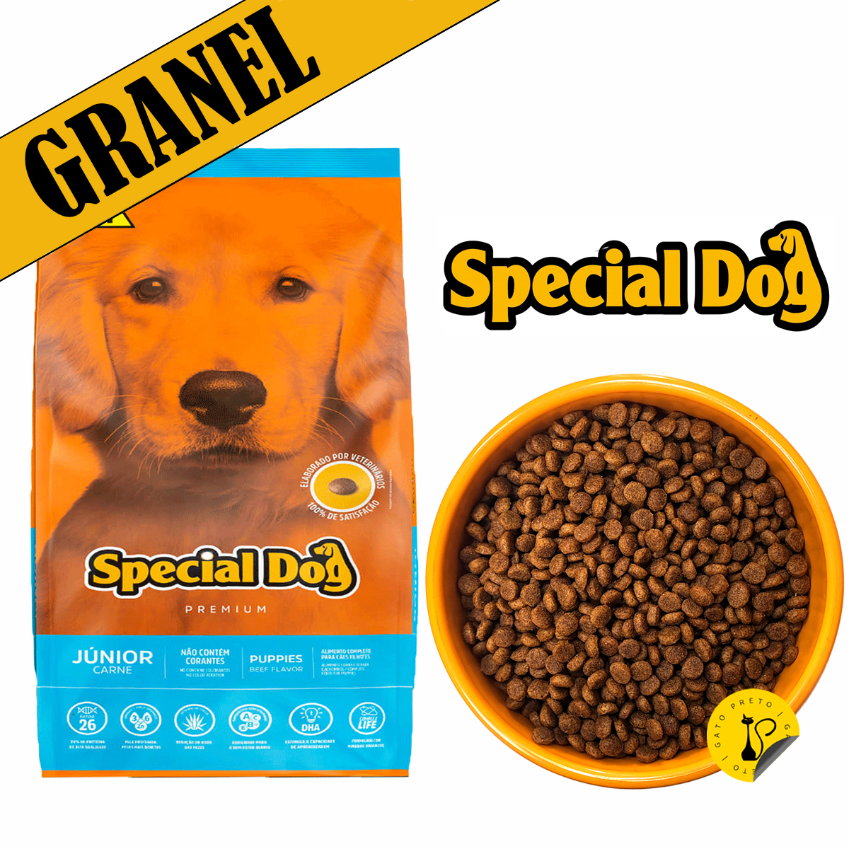 Ração a Granel Special Dog Junior Carne Embalada por Quilo - Gato Preto ...
