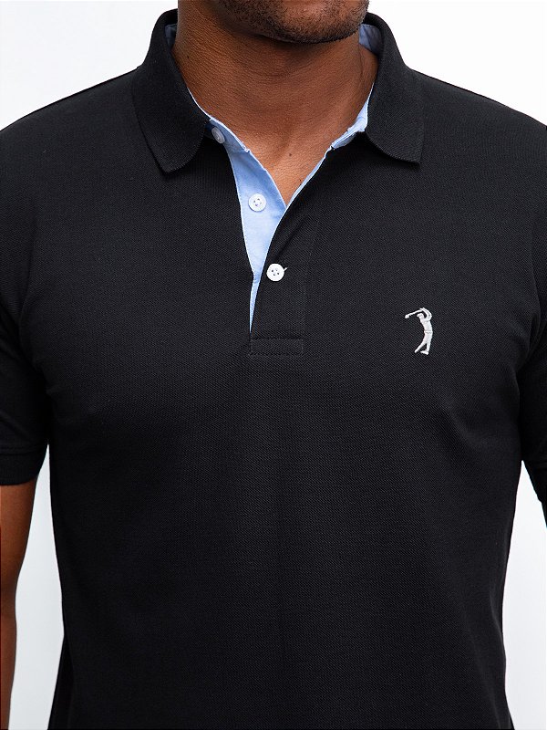 Polo Piquet Preto Aleatory - Casa das Camisas