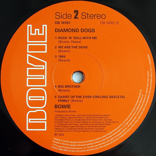 Disco de Vinil - David Bowie - Diamond Dogs - LP Preto, 12", Novo ...