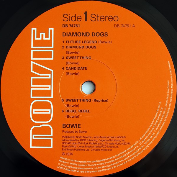 Disco de Vinil - David Bowie - Diamond Dogs - LP Preto, 12", Novo ...