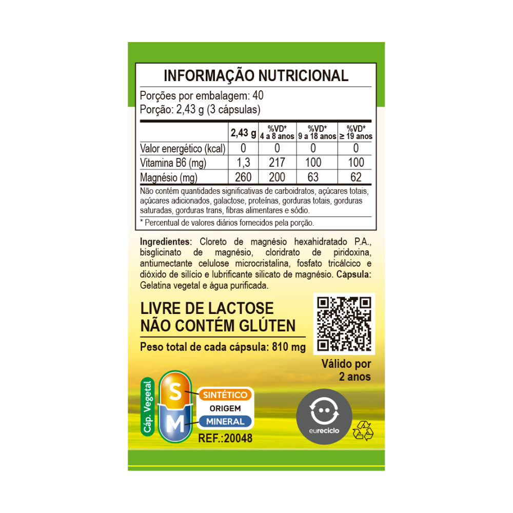 Cloreto De Magnésio P.A. + Vitamina B6 810 Mg Unilife 60 Cápsulas | Em - Empório & Cia Produtos ...
